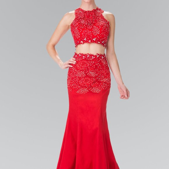 GLS Collective | Dresses | New Red 2pc High Neck Mermaid Shape Prom ...